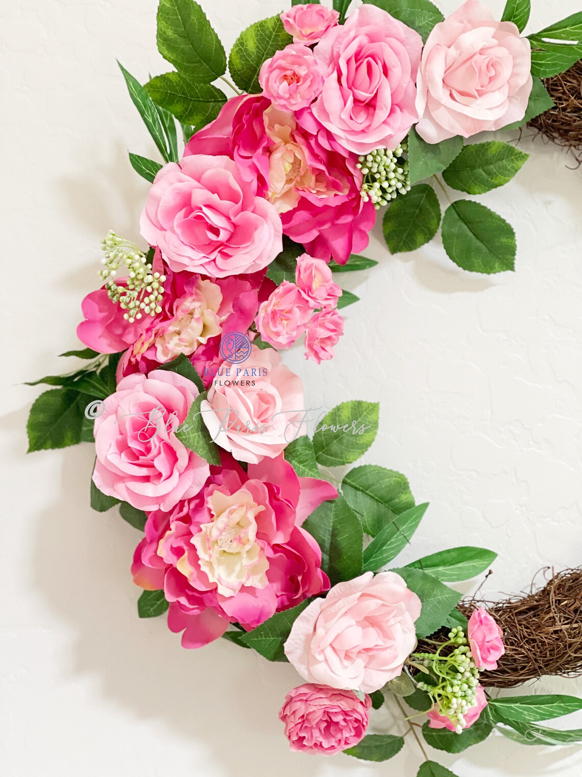 20 Rose Flowers Wreath Pink Rose Artificial Faux Silk - Etsy