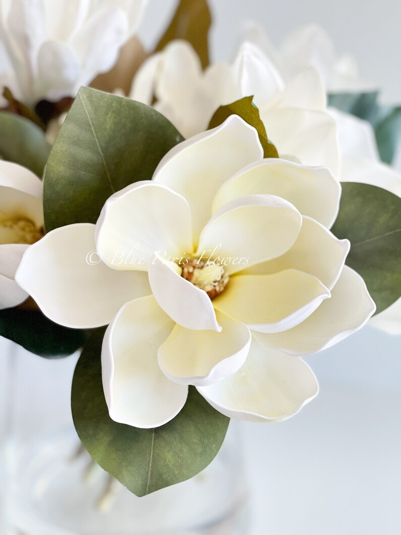 White Magnolia Arrangement: Real Touch Floral Centerpiece, Home Decor ...