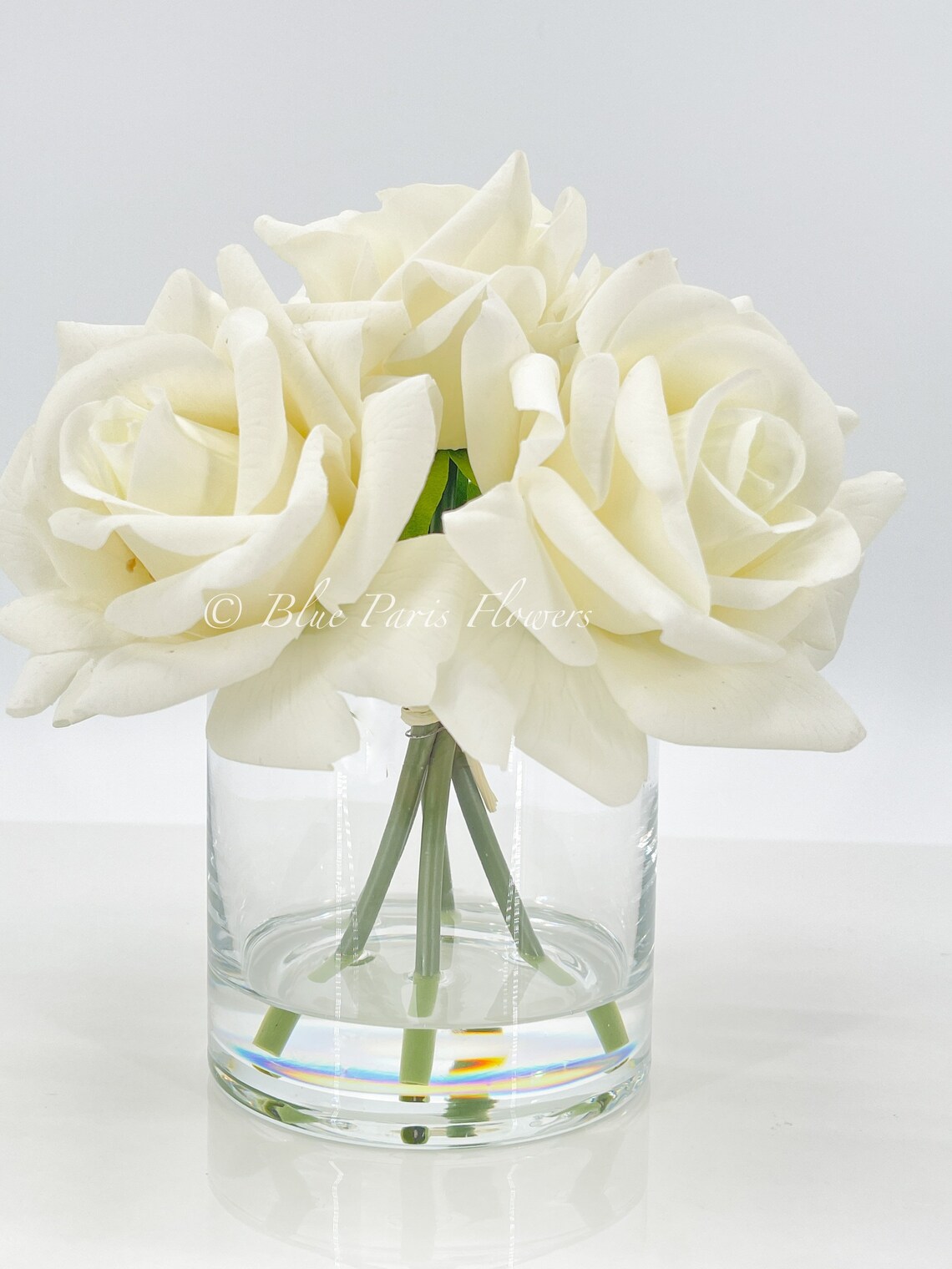 Real Touch White Roses Arrangement in Vase French Country - Etsy