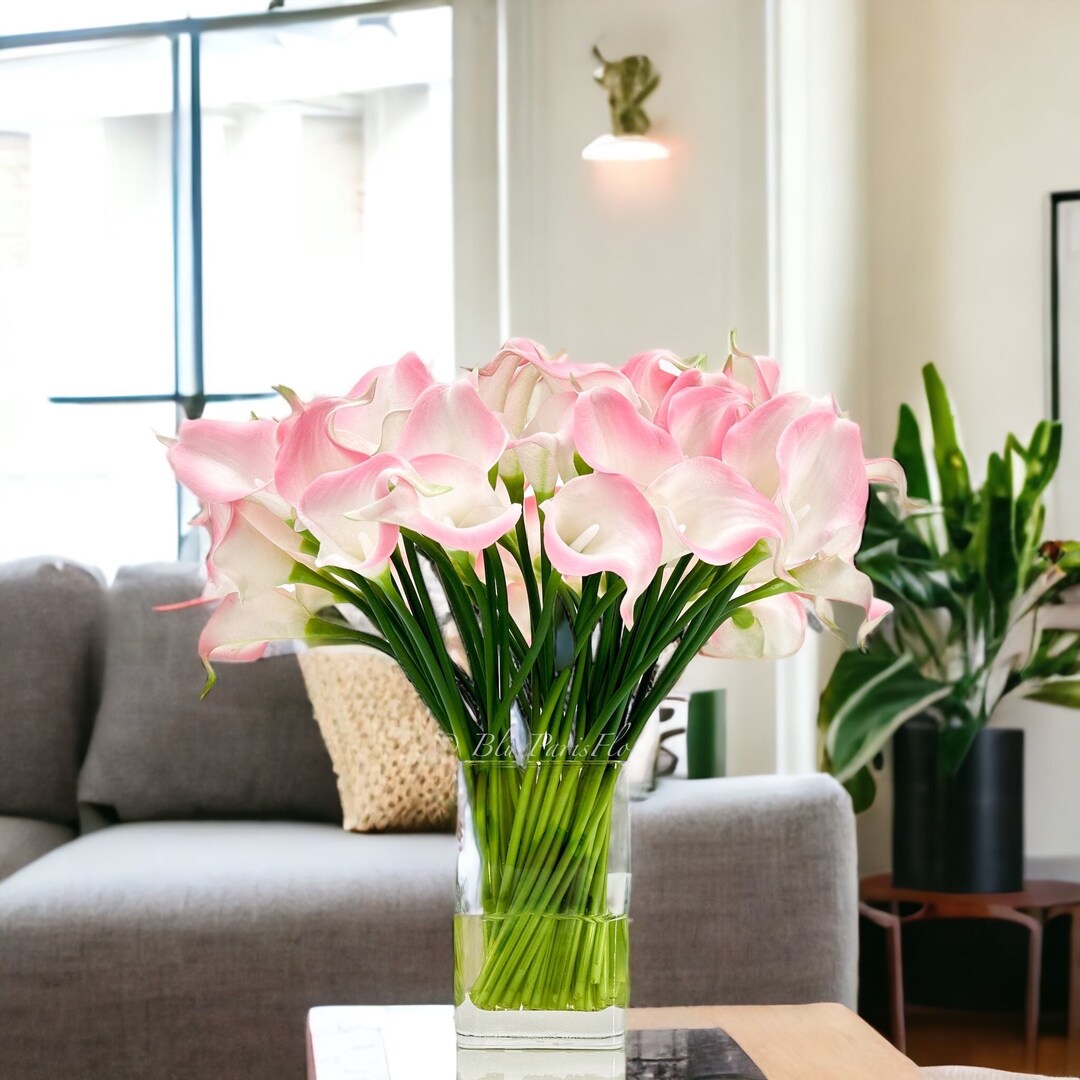 Light Pink Calla Lily Arrangement: Elegant Faux Floral Centerpiece - Etsy