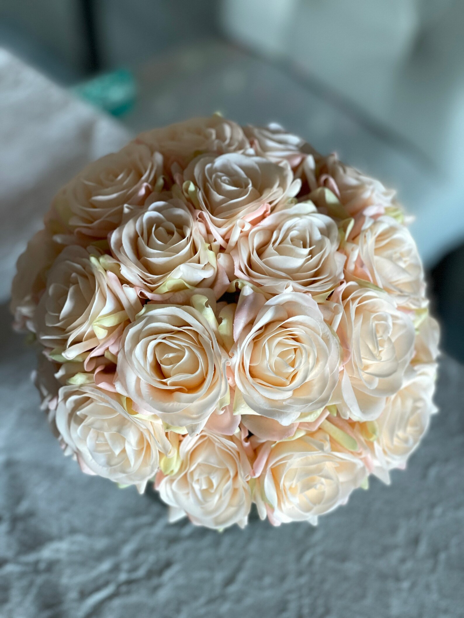 Blush Rose Arrangement Real Touch French Country | Etsy