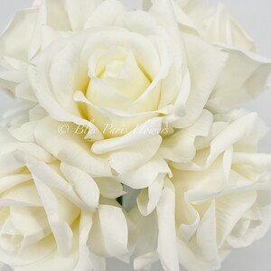 Real Touch White Roses Arrangement in Vase, French Country Artificial ...