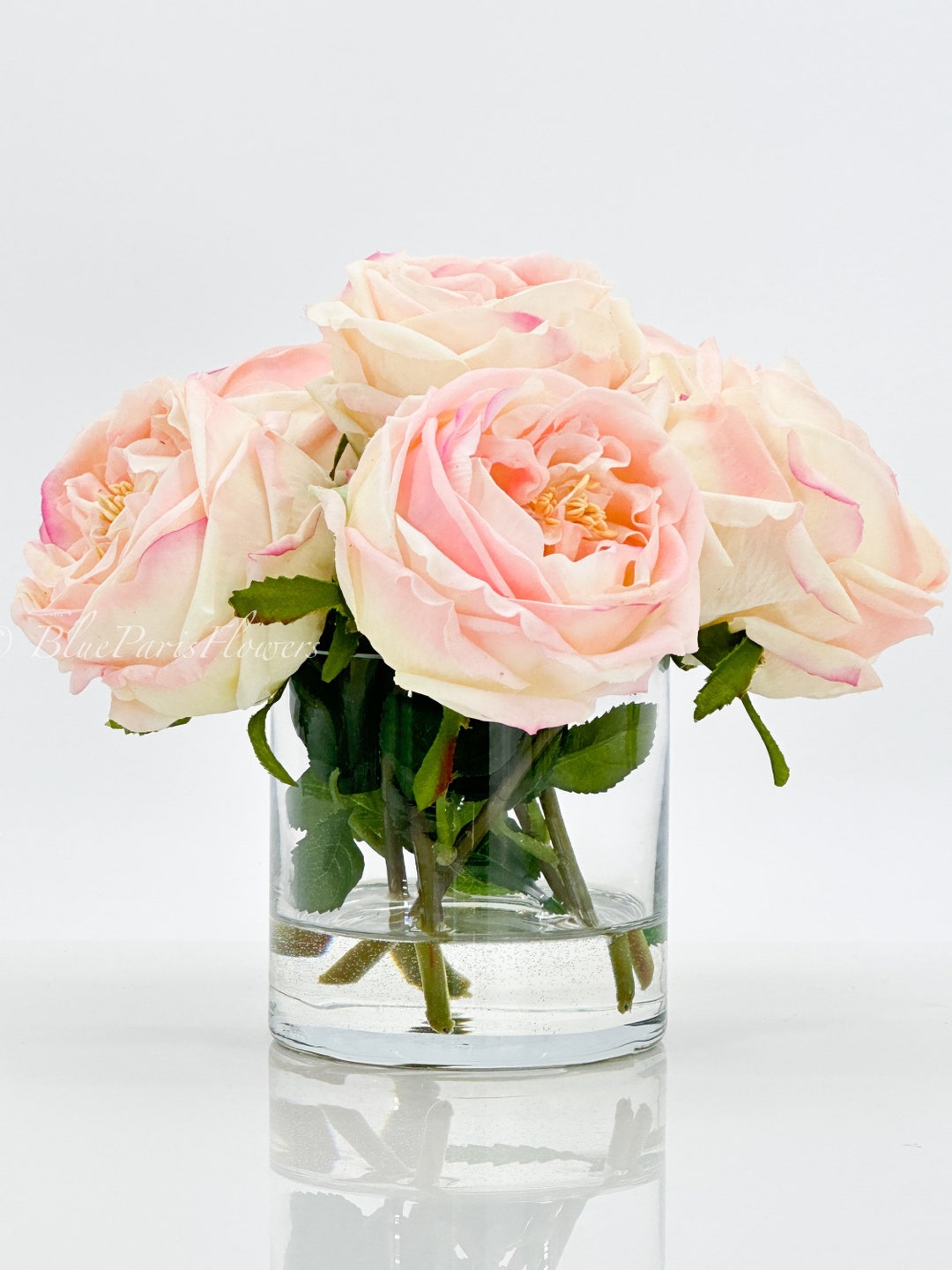 Blush Pink Austin Rose Arrangement Real Touch French Country Floral ...