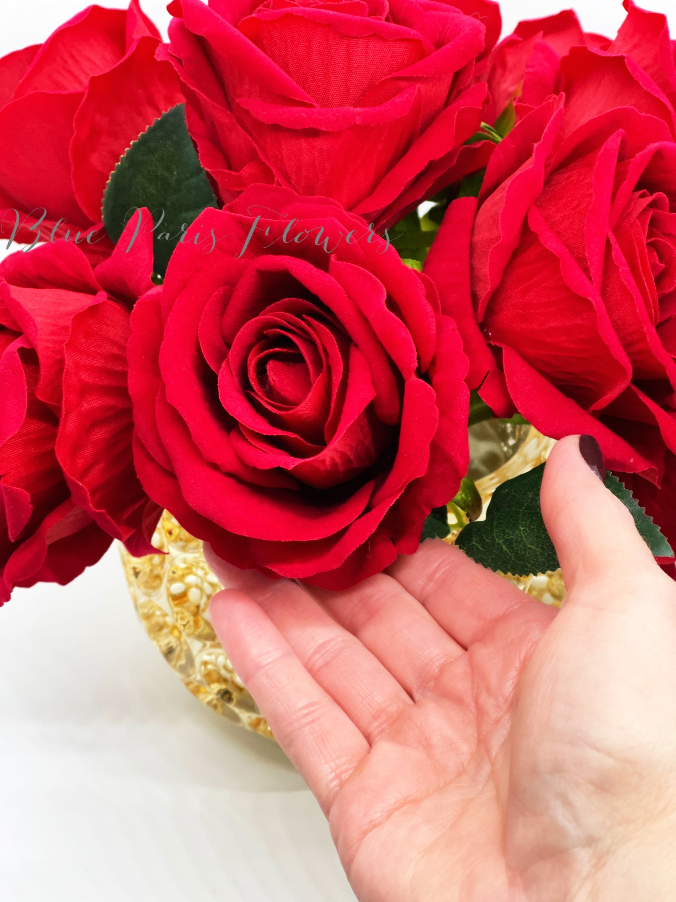 Red Rose Flower Arrangement Floral Artificial Faux | Etsy