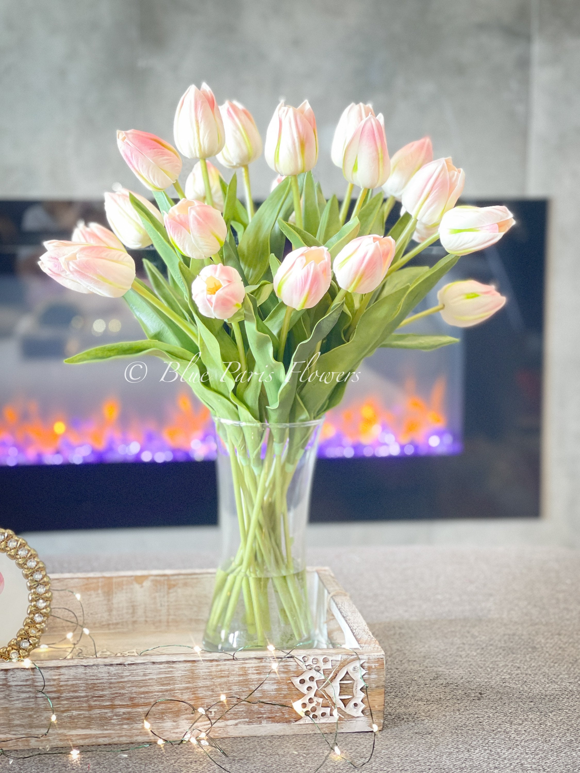 20 Blush Pink Real Touch Tulips Modern Arrangement - Etsy