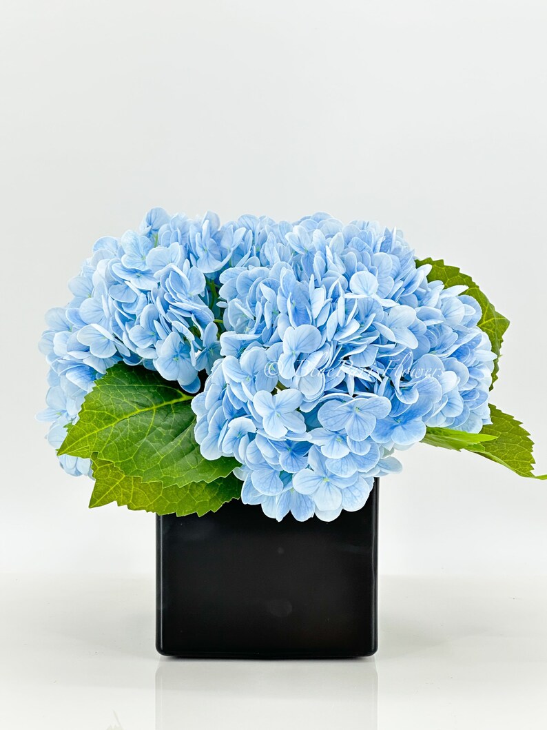 Blue REAL TOUCH Hydrangeas in Vase Artificial Faux Flower - Etsy
