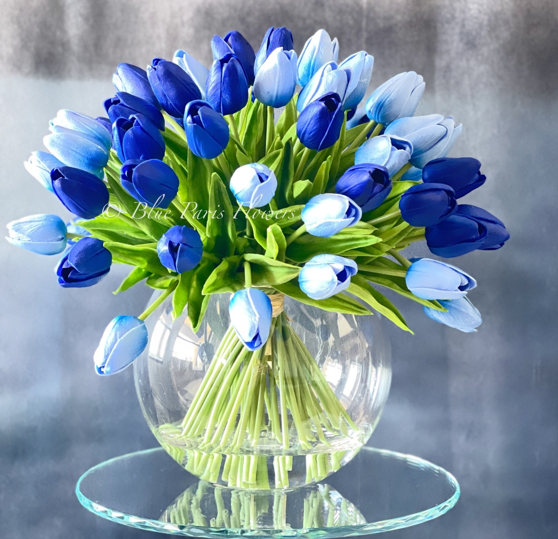 X-large 54 Blue Tulips Modern Faux Floral Arrangement Real - Etsy