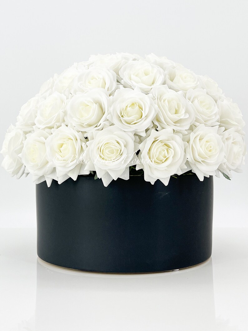 Real Touch White Rose Arrangement: French Country Faux Floral ...