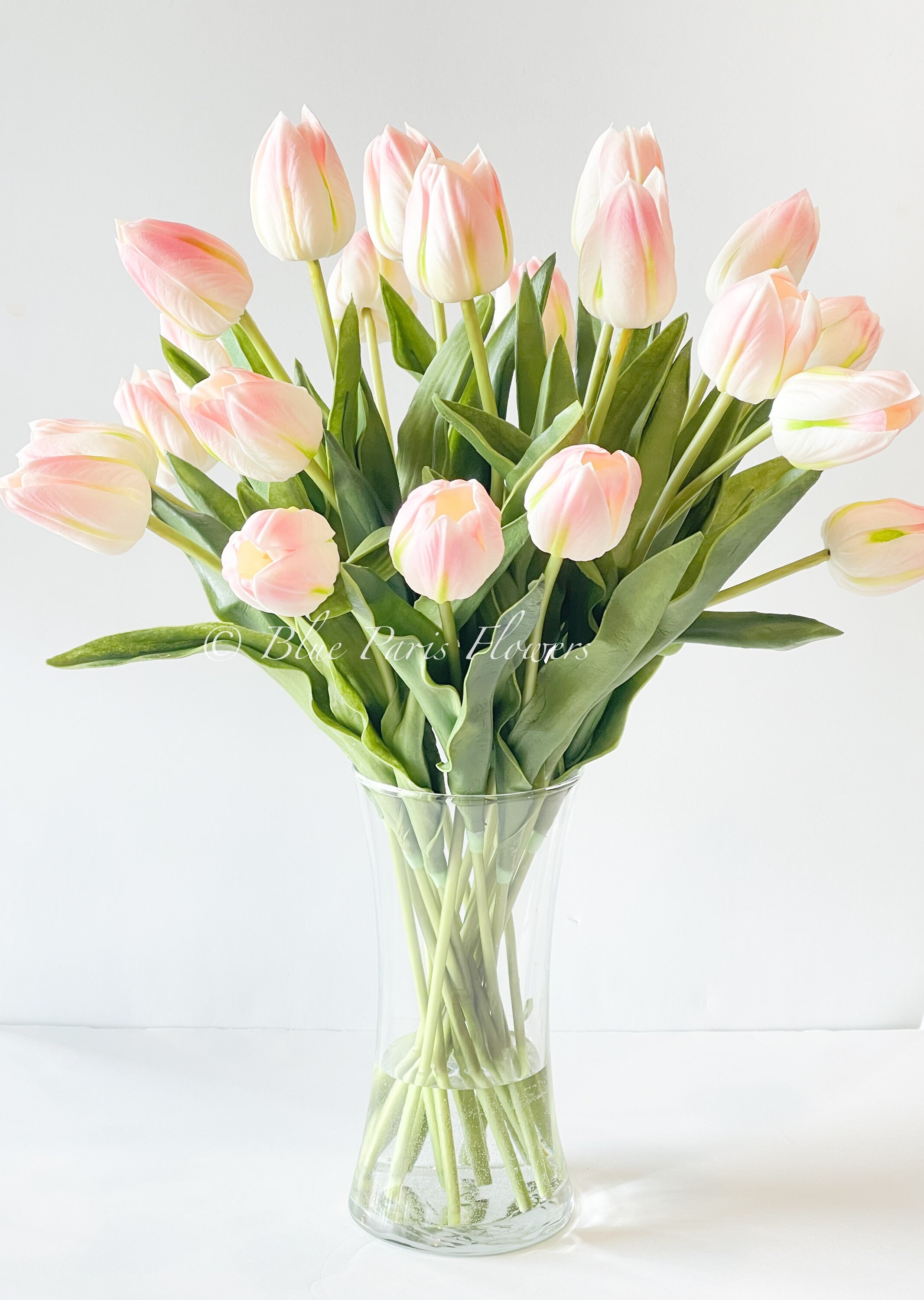 Blush Pink Real Touch Tulips Arrangement: Modern Faux Floral ...