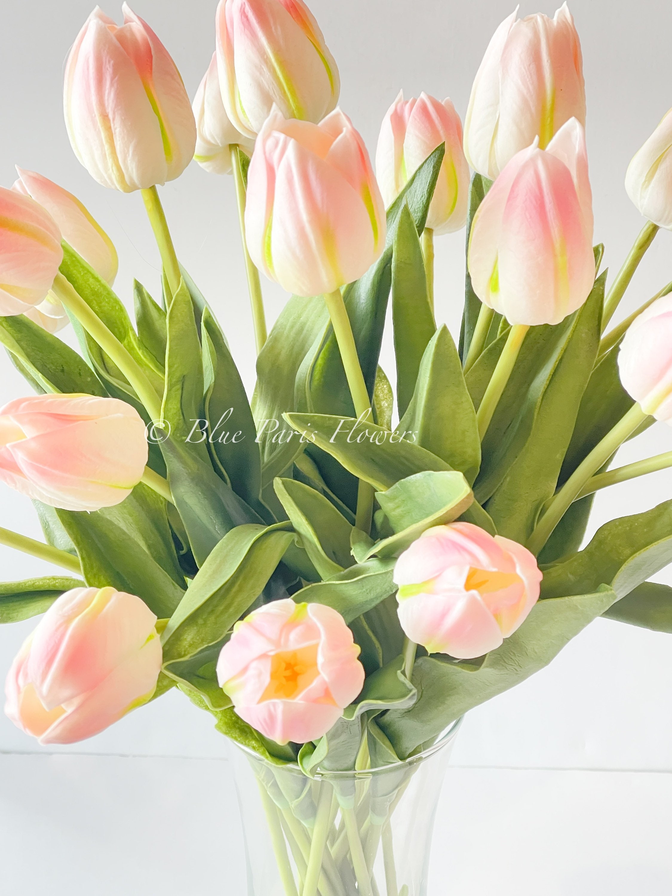 20 Blush Pink Real Touch Tulips Modern Arrangement - Etsy