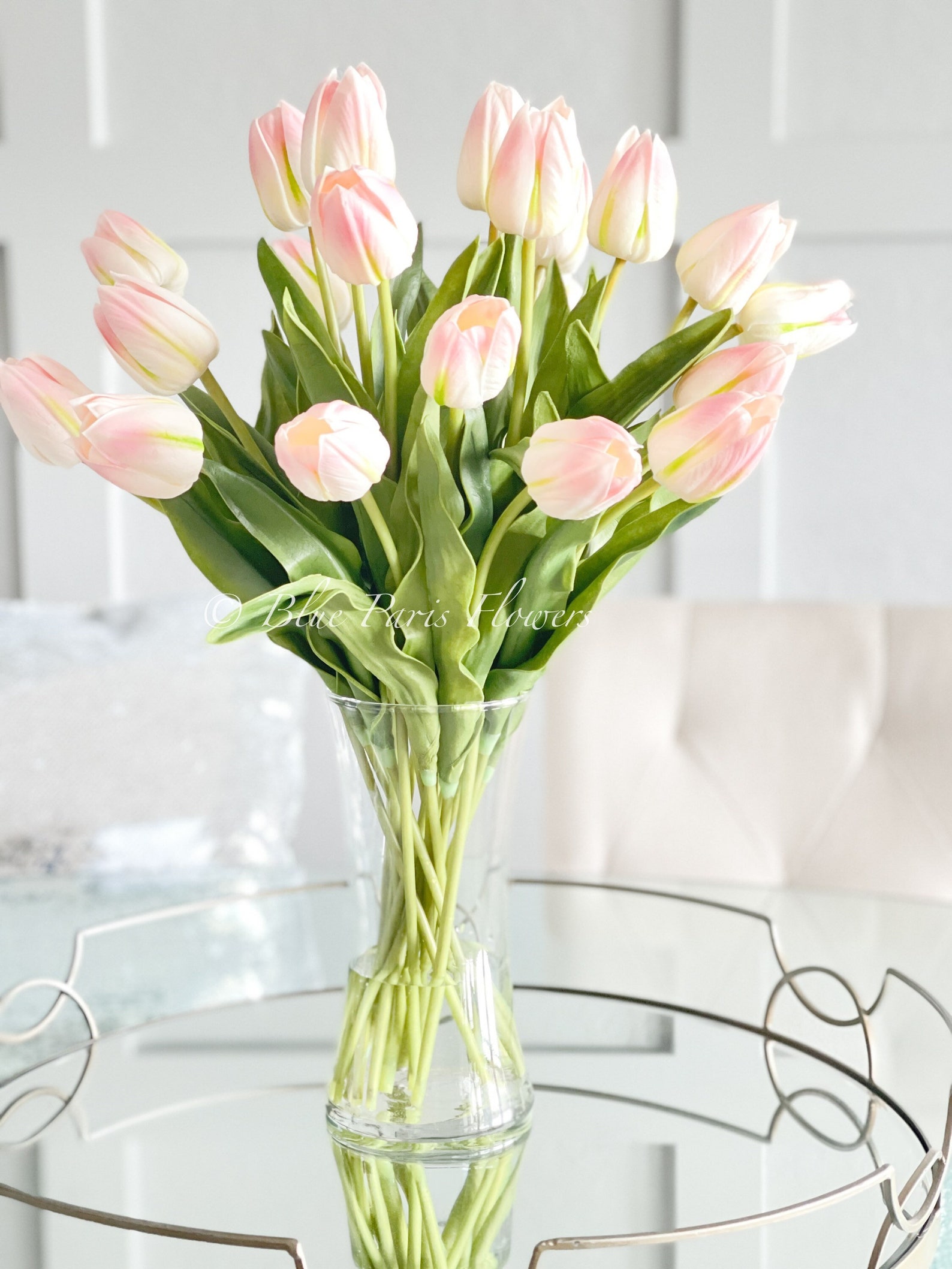 20 Blush Pink Real Touch Tulips Modern Arrangement - Etsy
