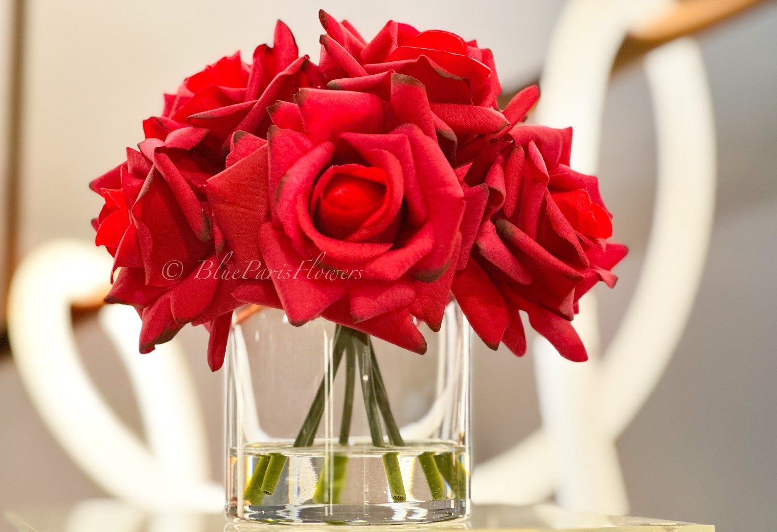 Real Touch Red Roses Arrangement: French Country Faux Floral Decor - Etsy