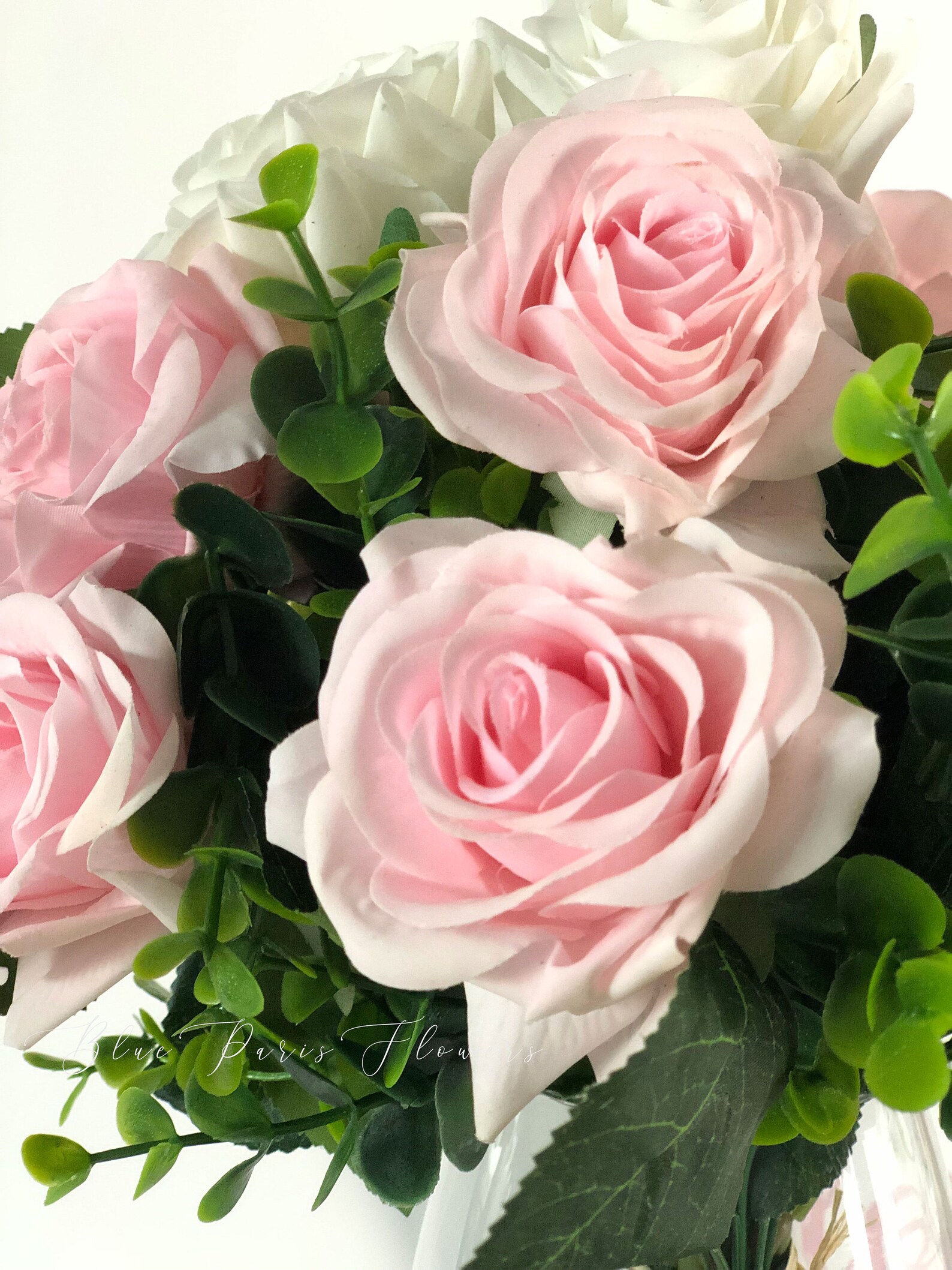 Real Touch White and Pink Rose Greenery Artificial Faux - Etsy