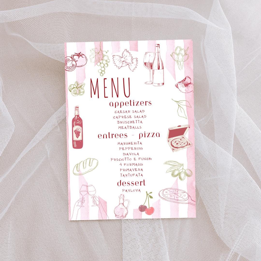 Birthday Dinner Party Menu | Printable Editable Birthday Party Menu ...