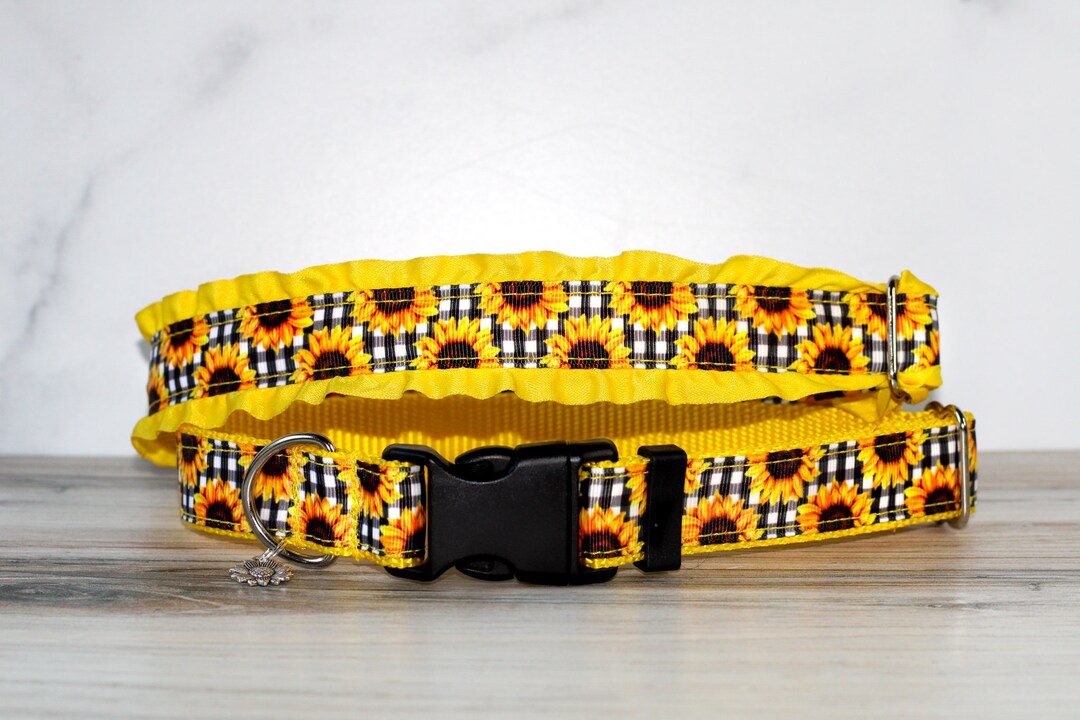 Sunflower Plaid Sunflower Dog Collar Sunflower Cat Collar - Etsy