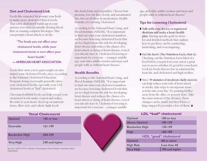 Heart Health Brochure Lower Your Cholesterol Packet of 25 - Etsy