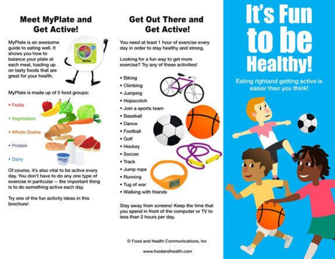 Kids Myplate and Physical Activity Brochure Packet of 25 - Etsy