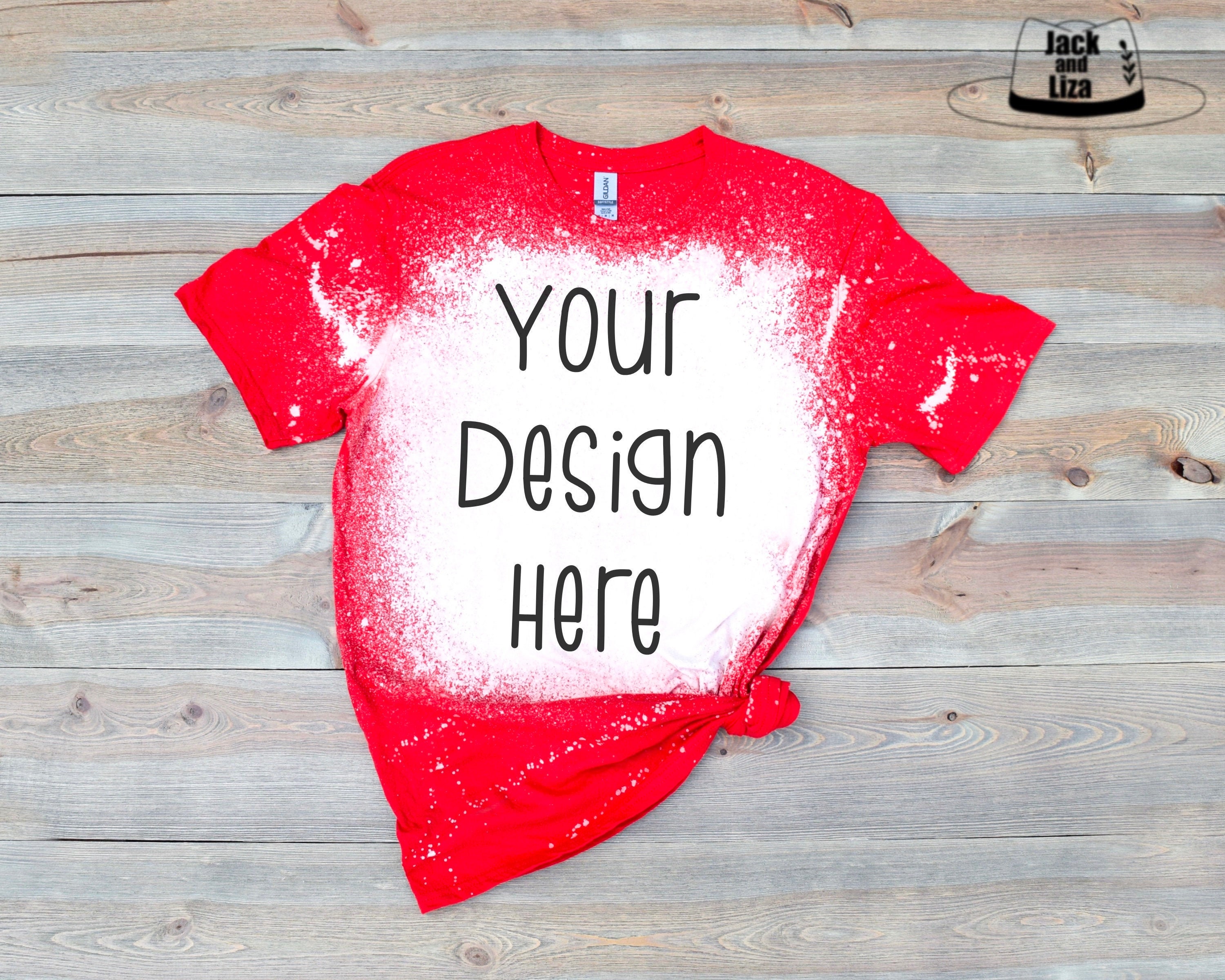 Red Bleached Tee Mockup Gildan Softstyle Mockup Bleached Etsy