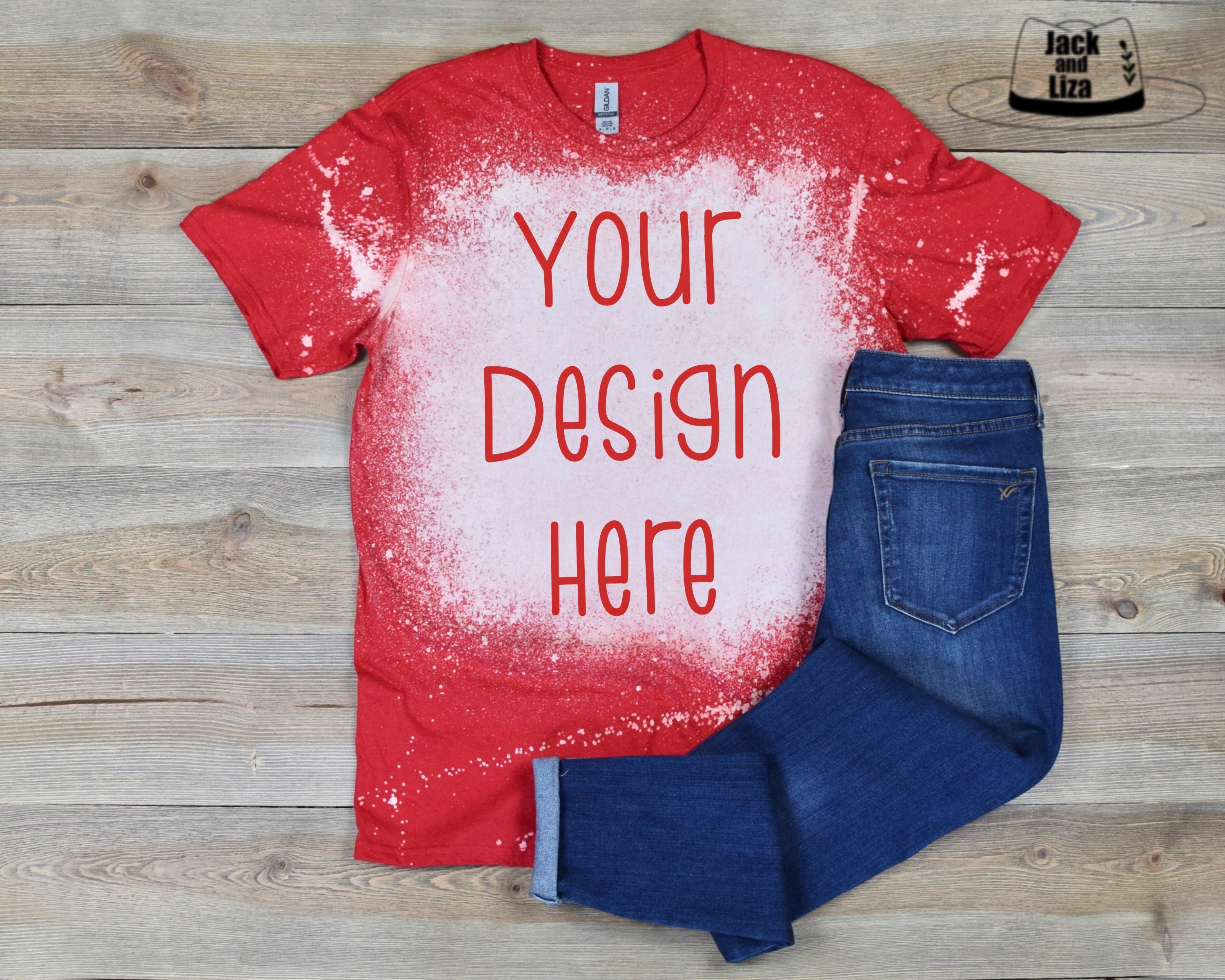 Red Bleached Gildan Softstyle Tshirt Mockup Red Bleach Etsy