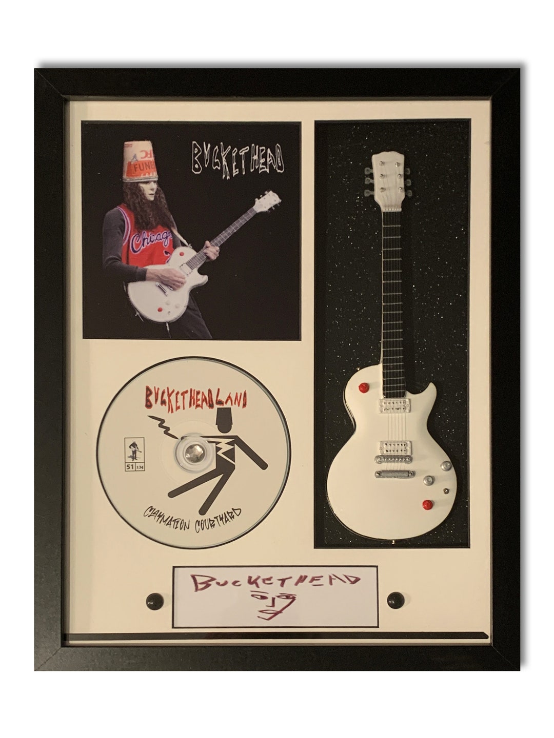 Buckethead claymation Courtyard 11x14 Guitar Tribute Shadow Box Frame ...