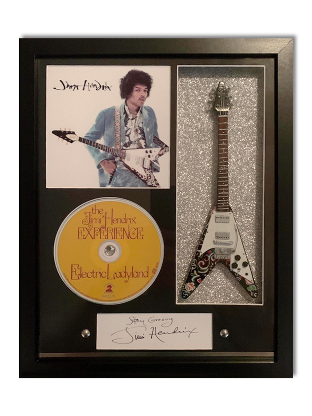 Jimi Hendrix Guitar Tribute Shadow Box Frame. CD of Your Choice! Best ...