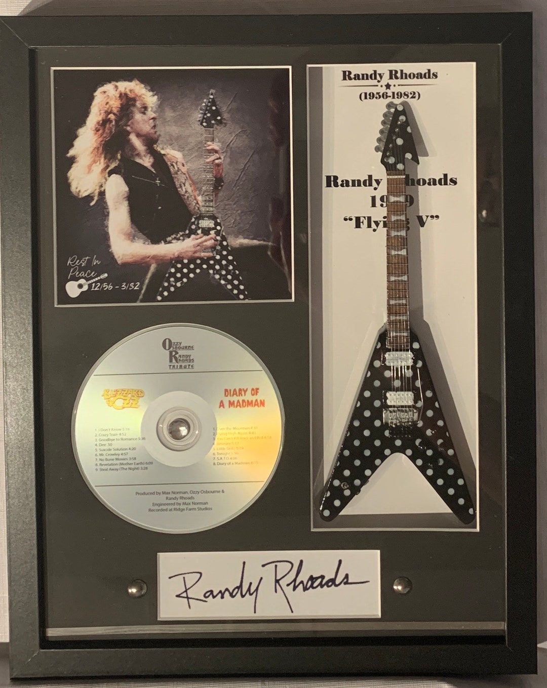 Randy Rhoads 11x14 Guitar Tribute Shadow Box Frame. Only 1 Available ...