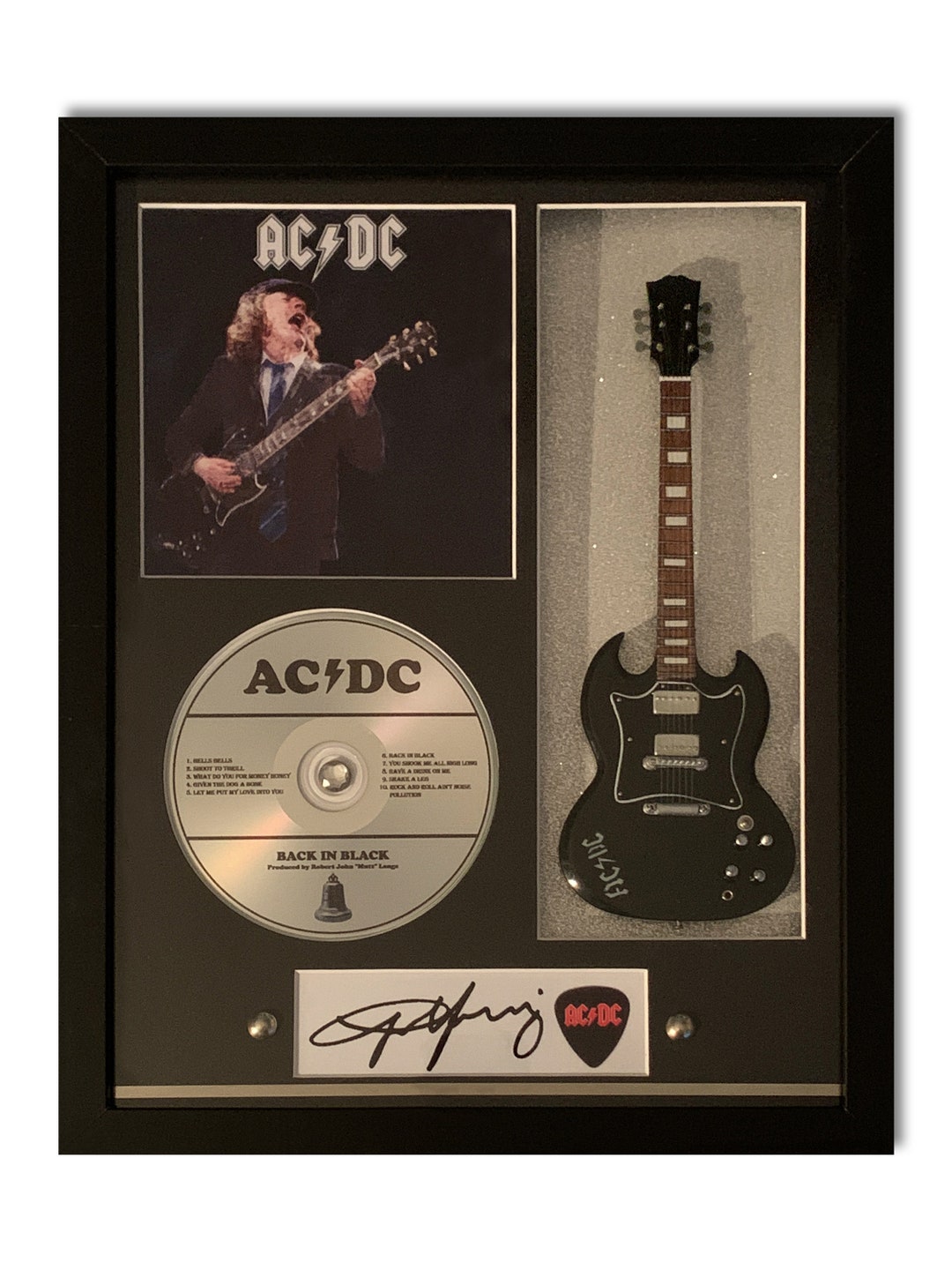 Angus Young ACDC 11x14 Guitar Tribute Shadow Box Frame. CD of Your ...