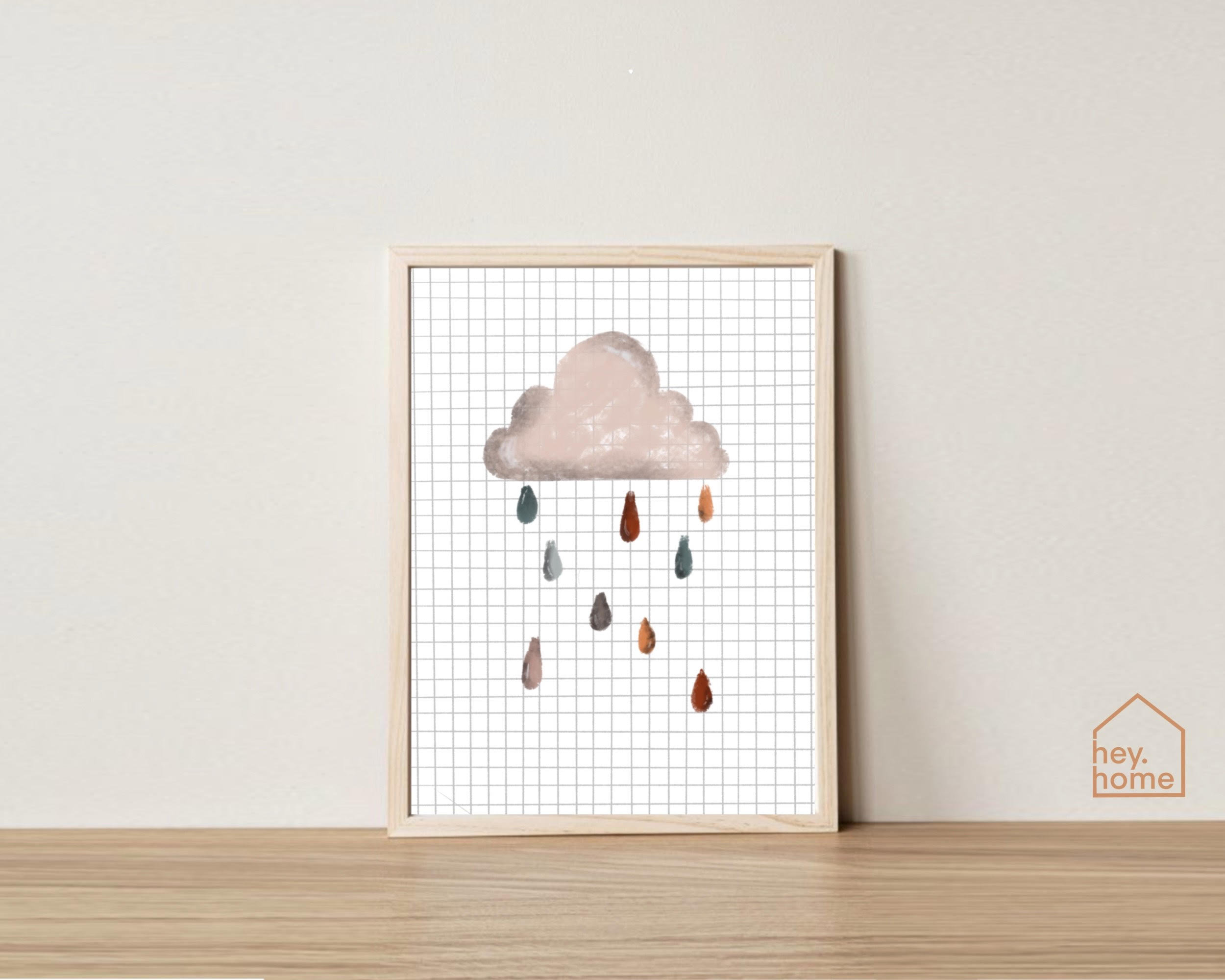 Rain & Cloud Boho Nursery Decor Printable, Neutral Colour, Sun Rain ...