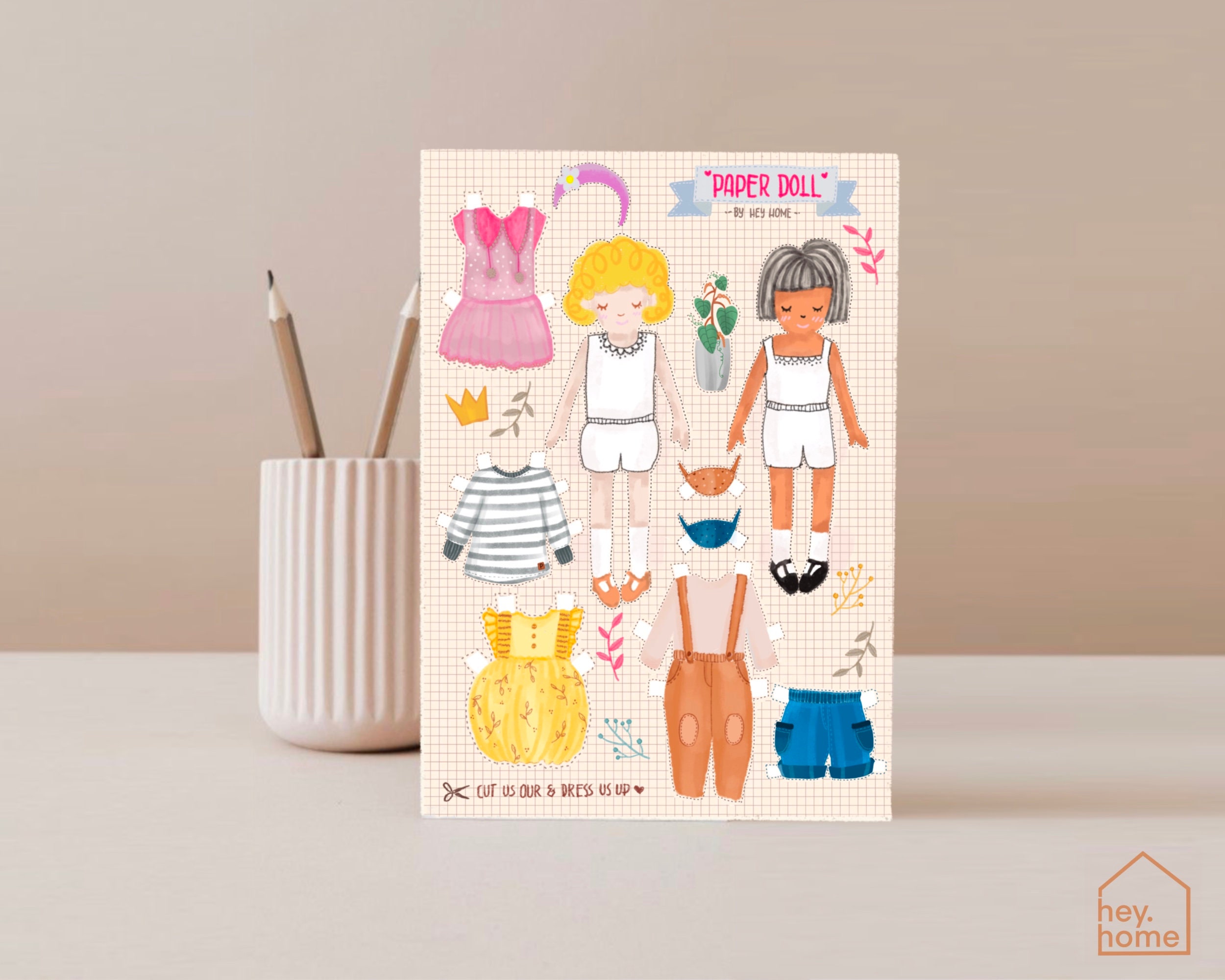 Paper Doll - Scandinavian Paper Doll - Two Girls Paper Doll Printable ...