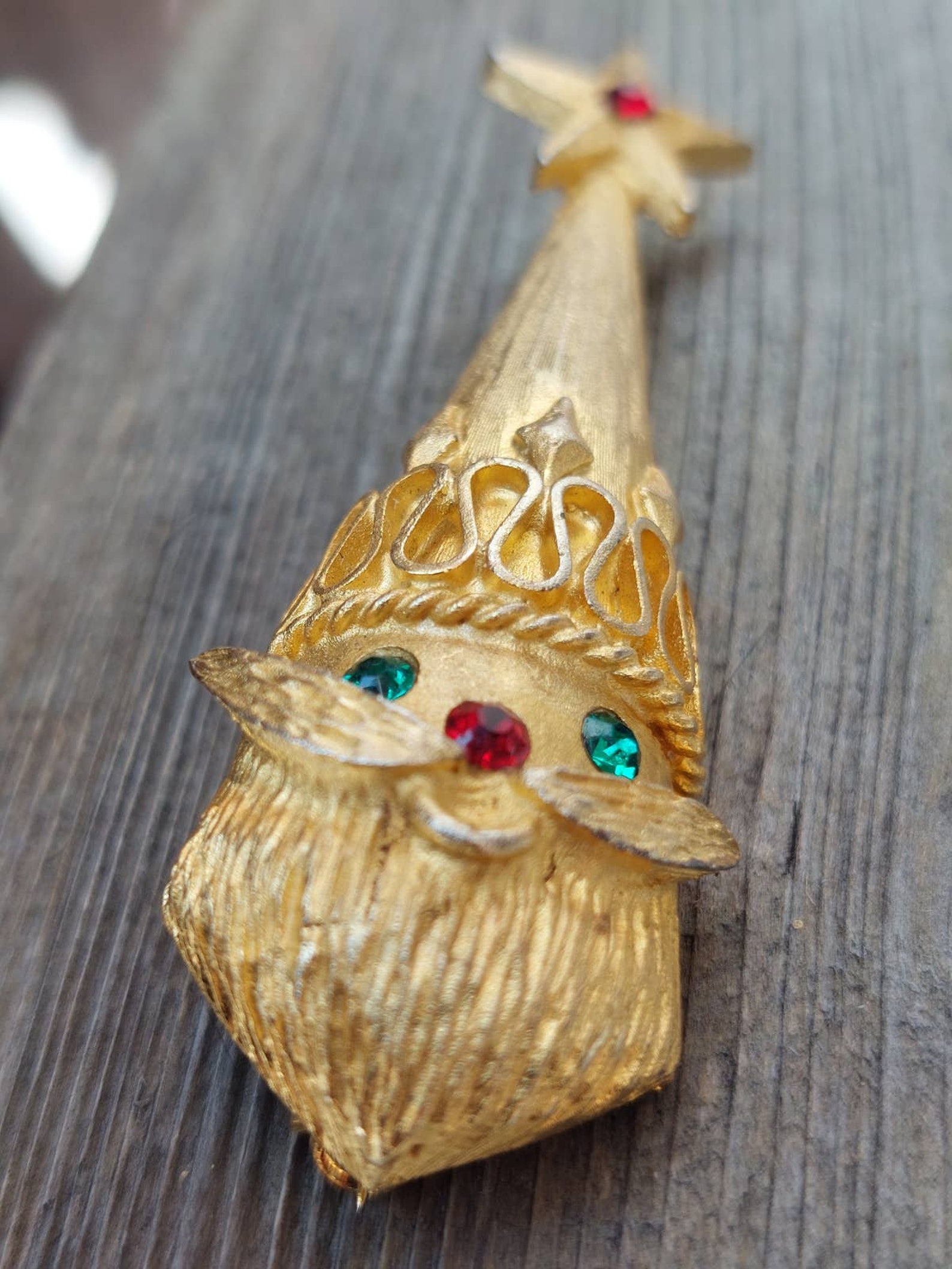 1980's MYLU Christmas Santa Claus Gold Tone Brooch - Etsy