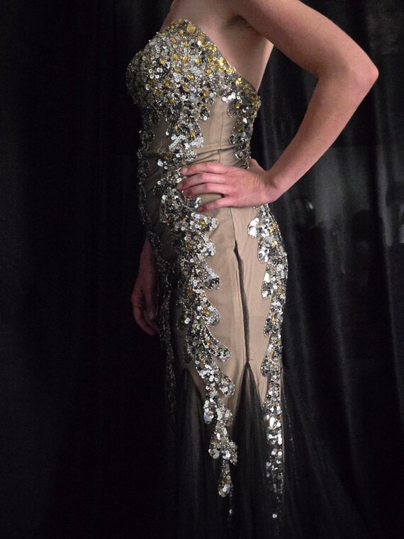 Gorgeous Jovani Black and Cream Sequin Gown/Prom Dres… - Gem