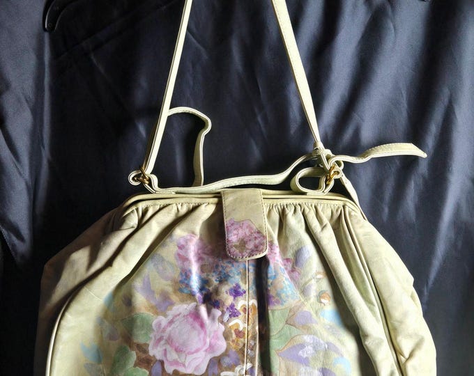 Fancy Nancy Vintage C. 1980's Leather Hand Painted Large Hinged Hobo ...