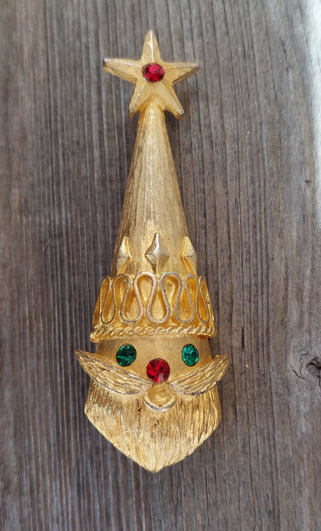 1980's MYLU Christmas Santa Claus Gold Tone Brooch - Etsy