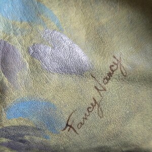 Fancy Nancy Vintage C. 1980's Leather Hand Painted Large Hinged Hobo ...