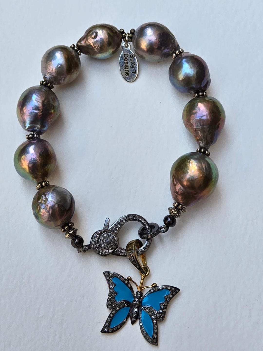 GORGEOUS Suzy T Designs Freshwater Pearl, Sterling W/diamond Chip Clasp ...