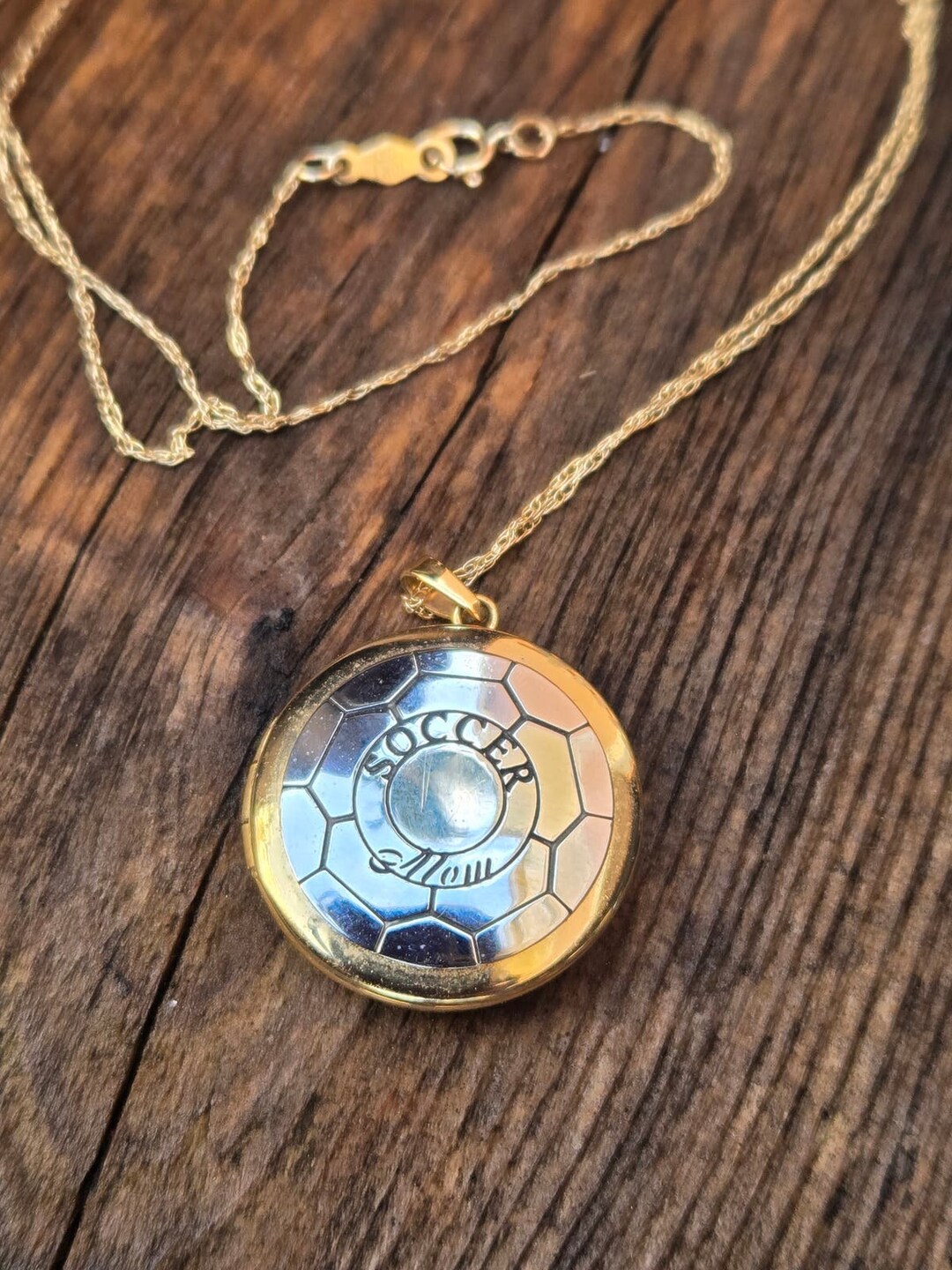 Vintage Soccer Mom 14K Gold Filled Locket Pendant W/10k 18 Gold Chain ...