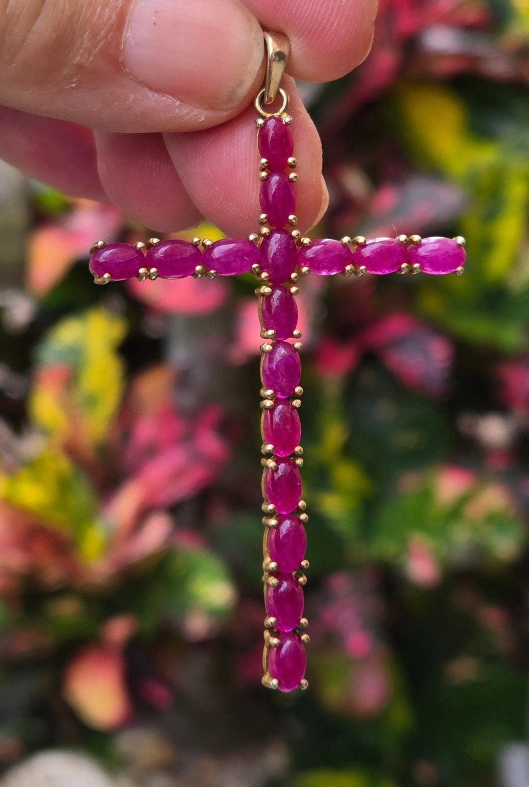 Gorgeous Vintage Red Ruby Cross Gold Over Sterling Silver Pendant - Etsy