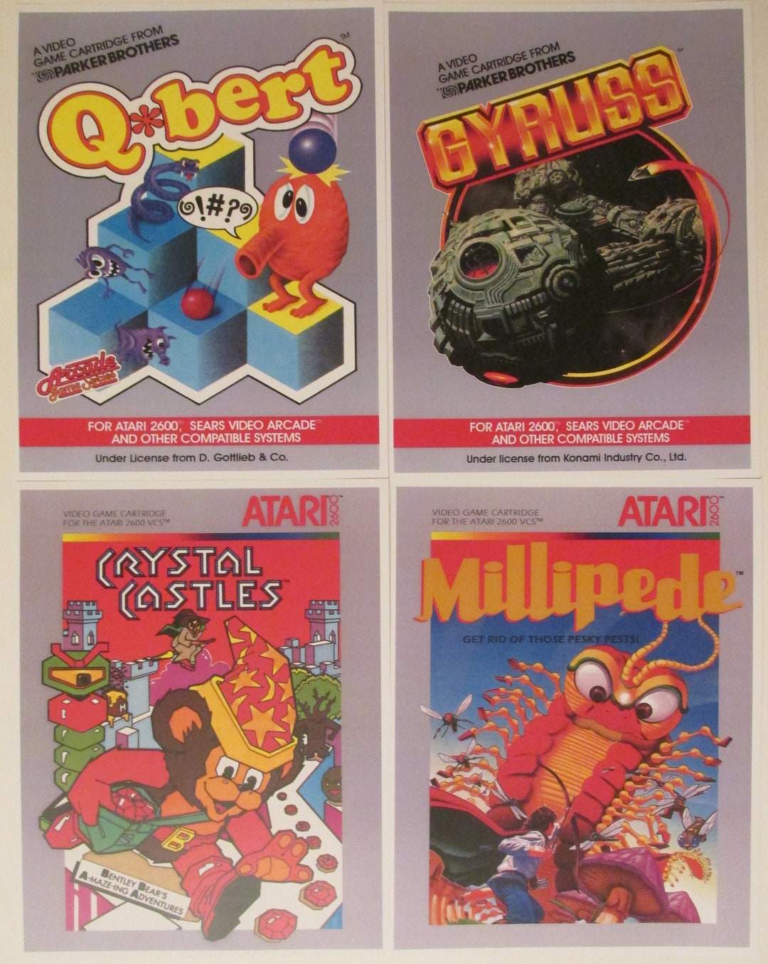 Atari 2600 Video Game Box Art Reproduction Four 8.5x11 Poster Prints ...