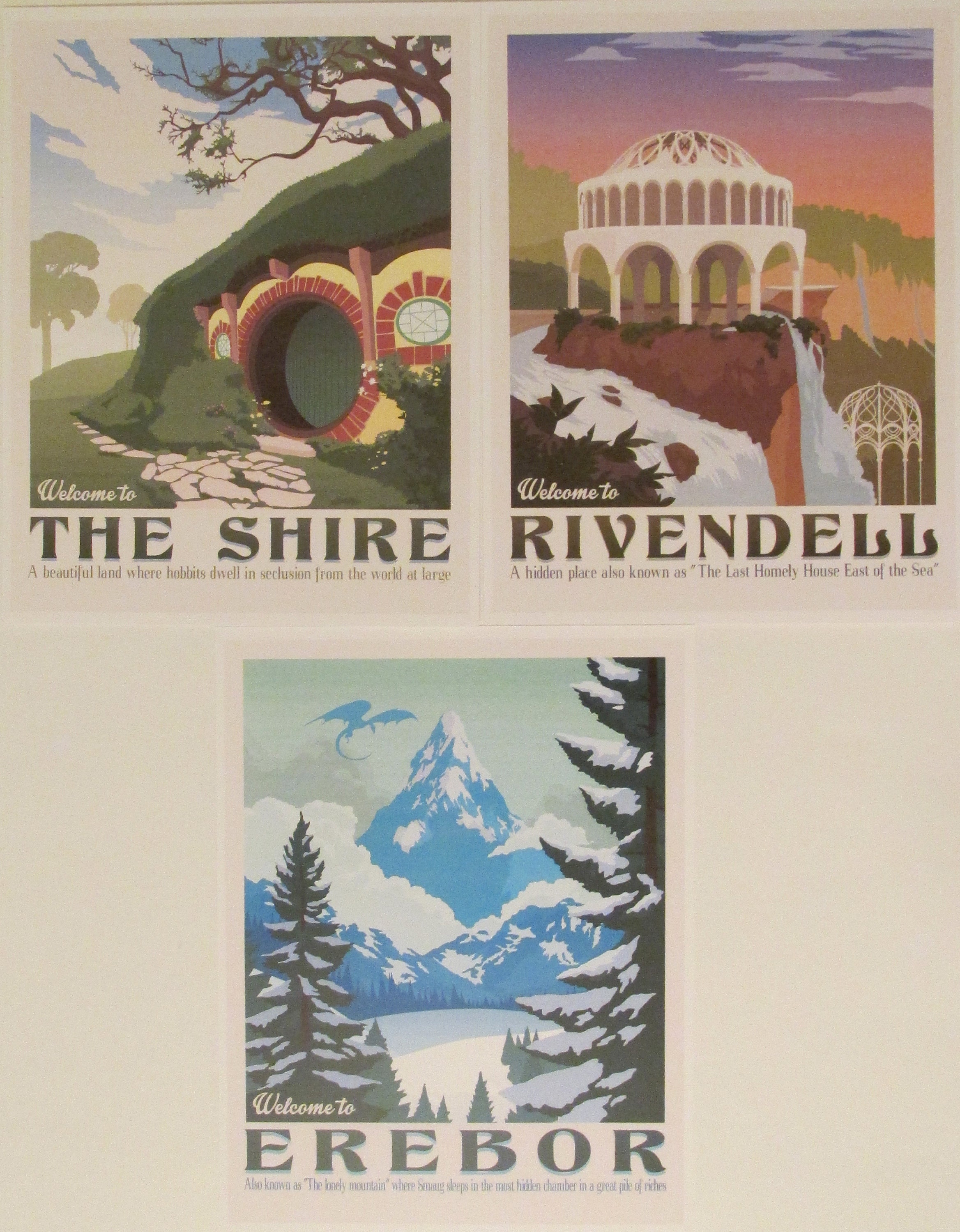 Lord of the Rings Travel Poster Set of Three LOTR Fantasy Art - Etsy