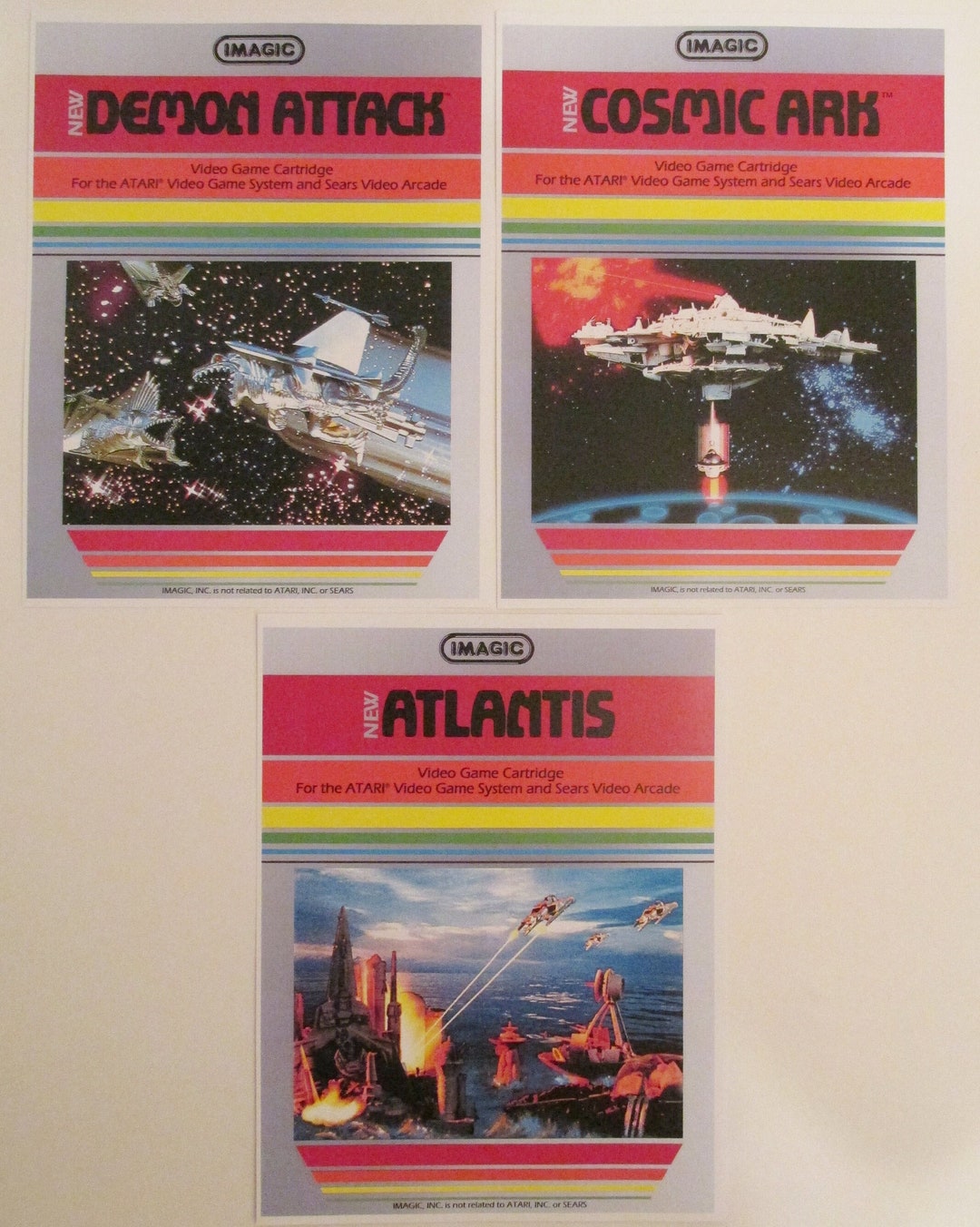 Imagic Atari 2600 Video Game Box Art Reproduction Three 8.5x11 Poster ...