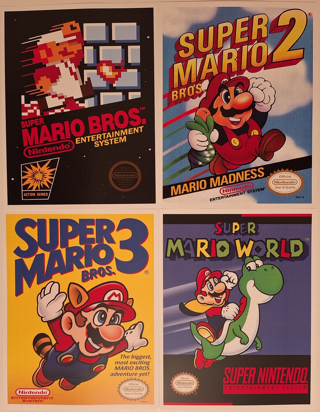 Nintendo Super Mario Bros NES/SNES Retro Video Game Box Art ...