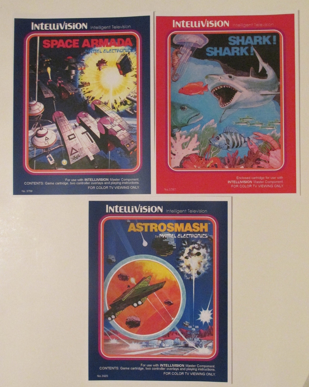 Intellivision Video Game Box Art Reproduction Three 8.5x11 Poster ...