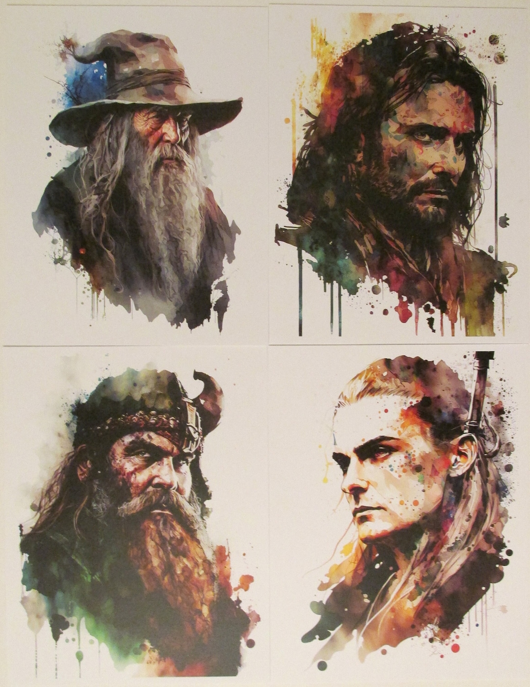 Lord of the Rings Character Portraits Watercolor Poster Set of Four ...