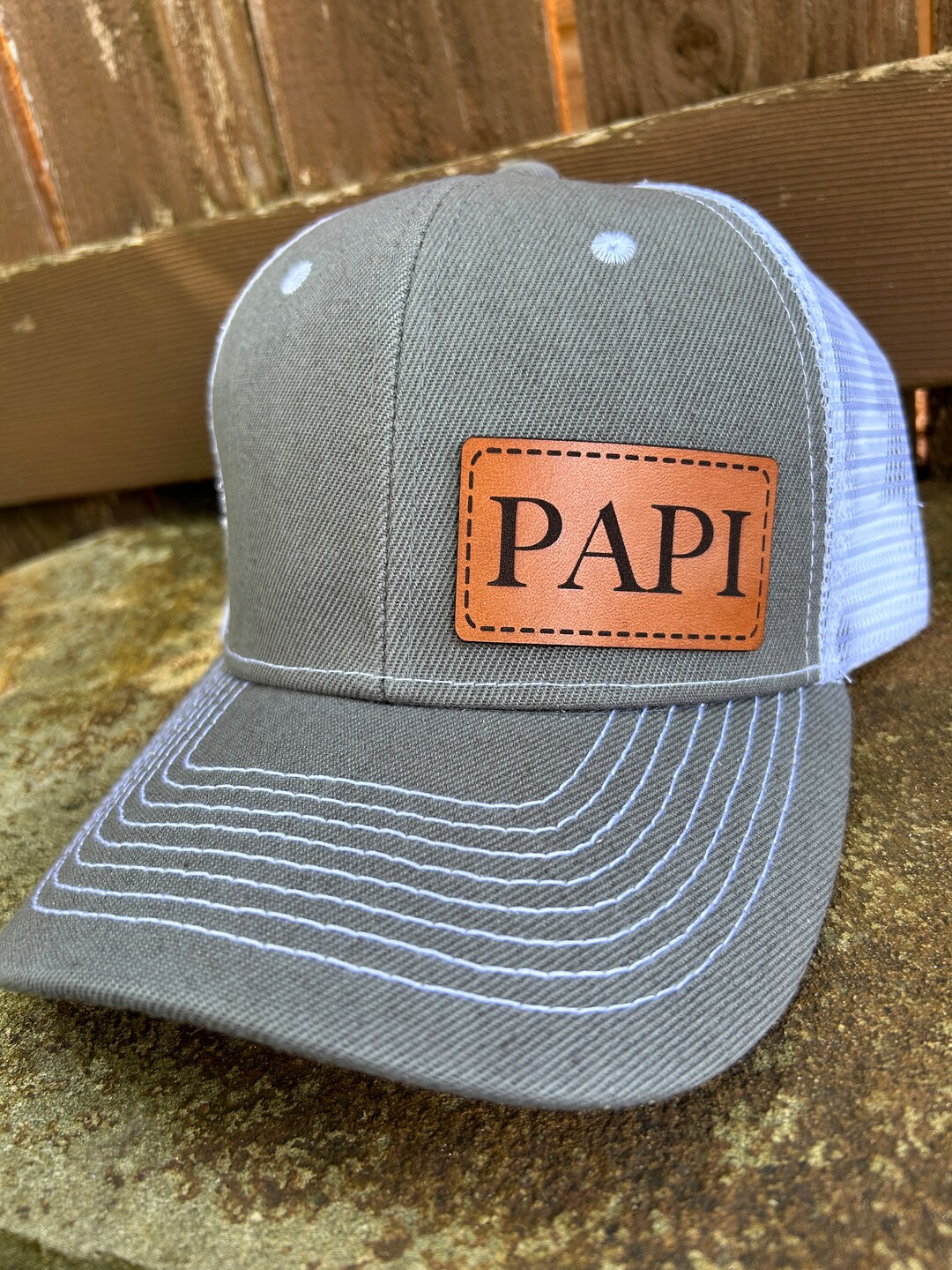 Papi Hat | Papi Gift | Custom Hat | Leather Patch | Papi Baseball Hat | Papi Trucker Hat | Papi ...