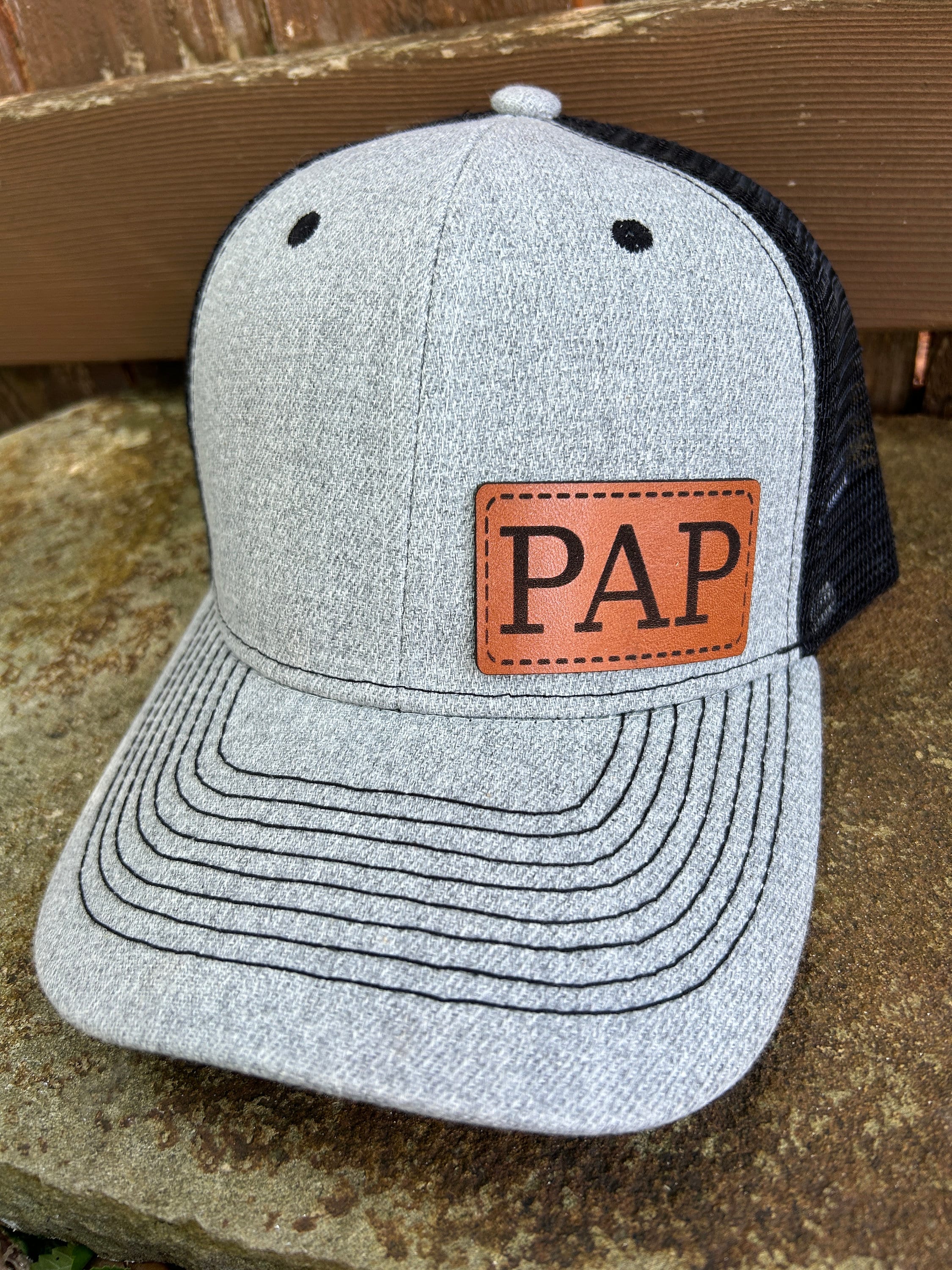 Pap Hat | Pap Gift | Custom Hat | Leather Patch | Pap Baseball Hat | Pap Trucker Hat | Pap Cap ...
