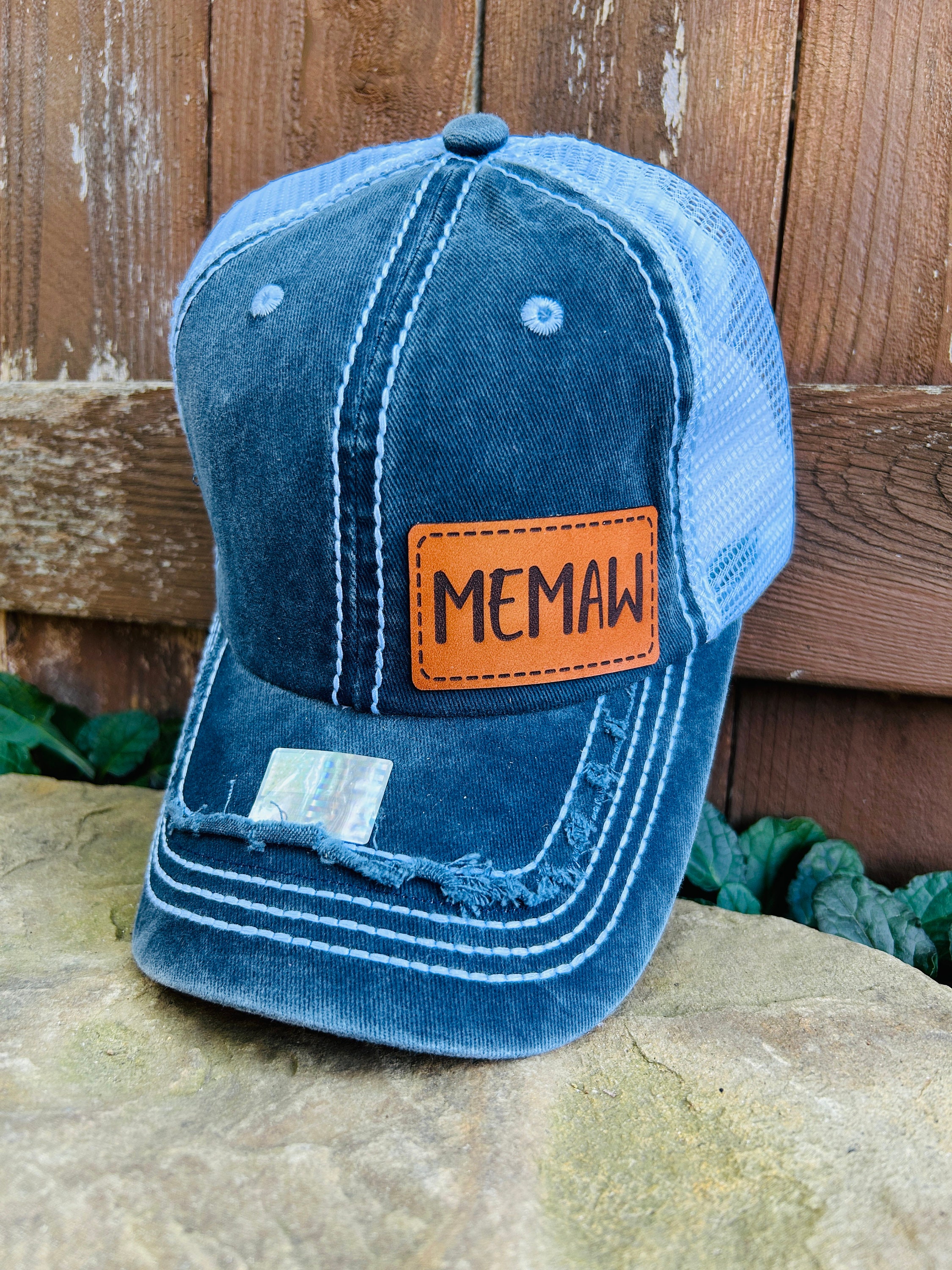 Memaw Hat Memaw Gift Custom Hat Leather Patch Memaw - Etsy