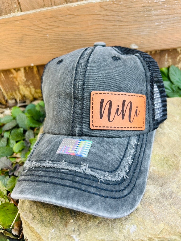 Nini Hat | Nini Gift | Custom Hat | Leather Patch | Nini Trucker Hat ...