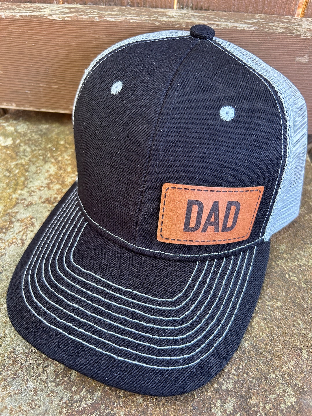Dad Hat | Dad Gift | Custom Leather Patch | Dad Trucker Hat | Dad Cap ...