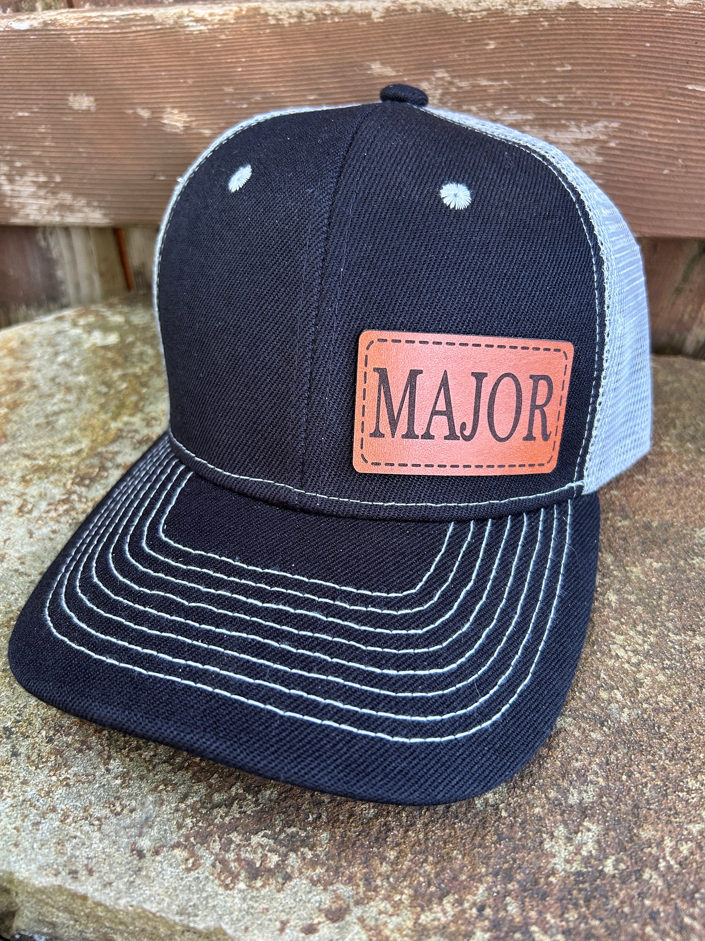 Major Hat | Major Gift | Custom Leather Patch | Major Trucker Hat ...