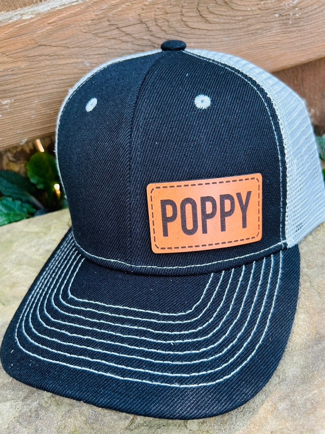 Poppy Hat | Poppy Cap | Poppy Gift | Custom Hat | Leather Patch | Poppy ...